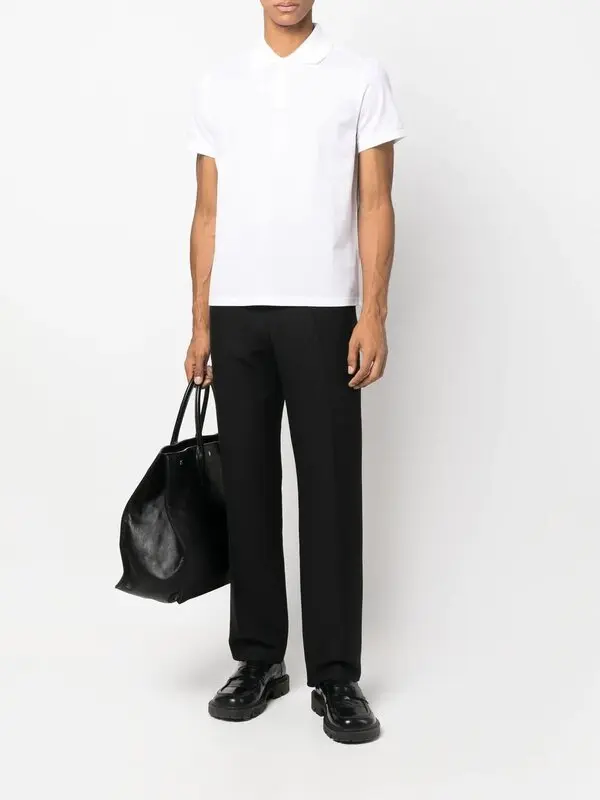 Saint Laurent Cassandre Logo Embroidered Polo Shirt - White