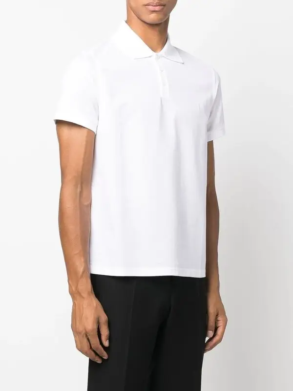 Saint Laurent Cassandre Logo Embroidered Polo Shirt - White
