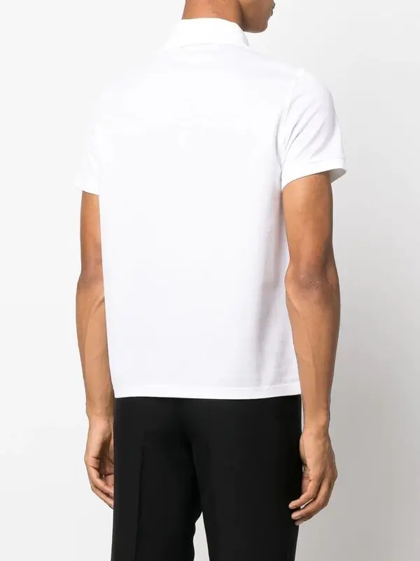 Saint Laurent Cassandre Logo Embroidered Polo Shirt - White