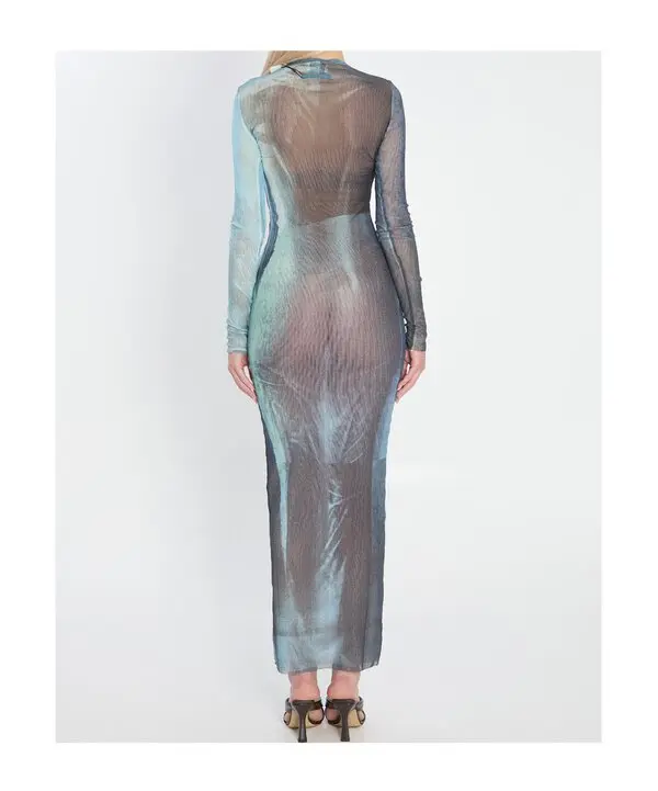 JEAN PAUL GAULTIER Water-print Long-sleeve Maxi Dress - Gray