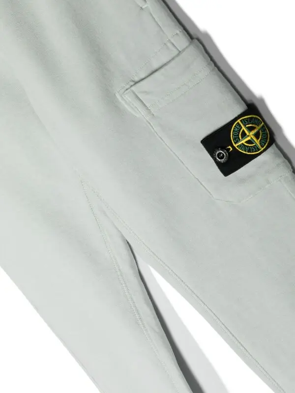 Stone Island Cotton Track Pants With Compass Badge - Pearl Gray