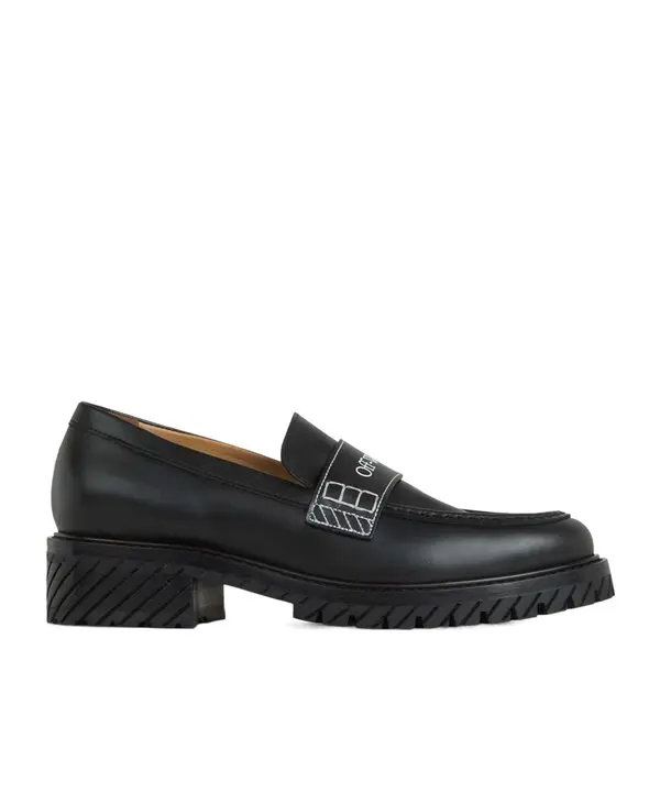 Off-White Military Logo-print Leather Loafers