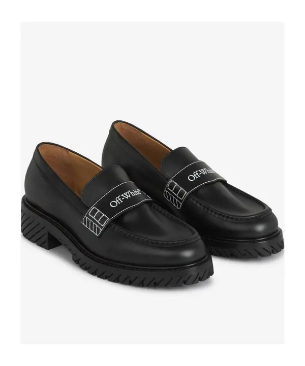 Off-White Military Logo-print Leather Loafers