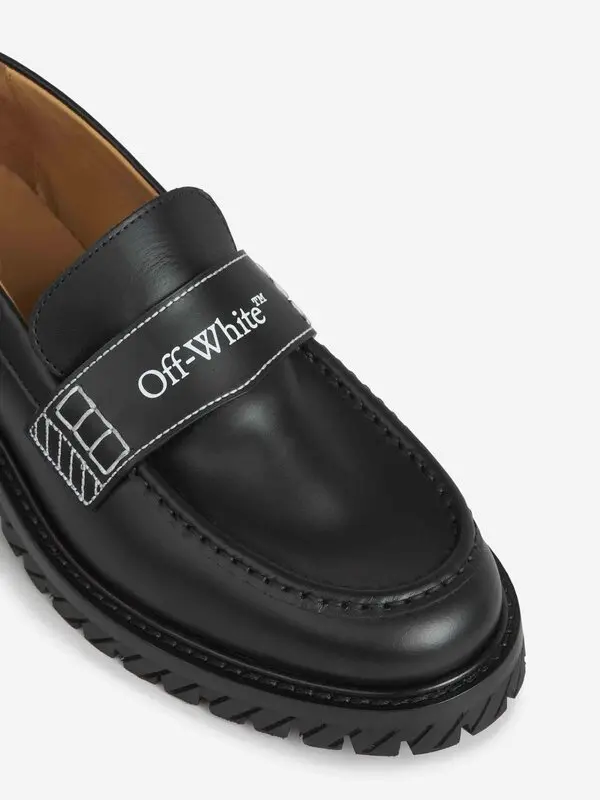 Off-White Military Logo-print Leather Loafers