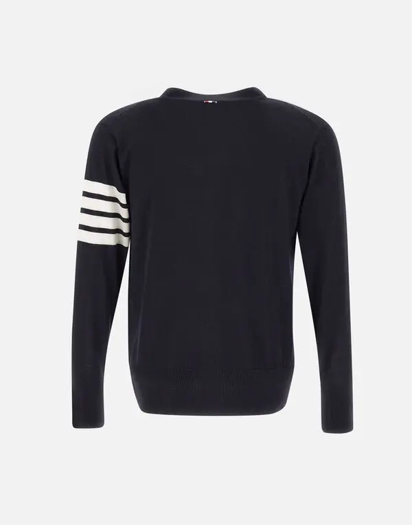 Thom Browne 4-bar V-neck Knitted Cardigan