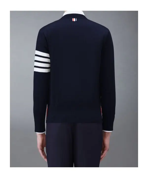 Thom Browne 4-bar V-neck Knitted Cardigan
