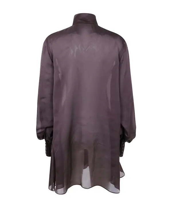 Sacai High-neck Ruffled Blouse - Brown