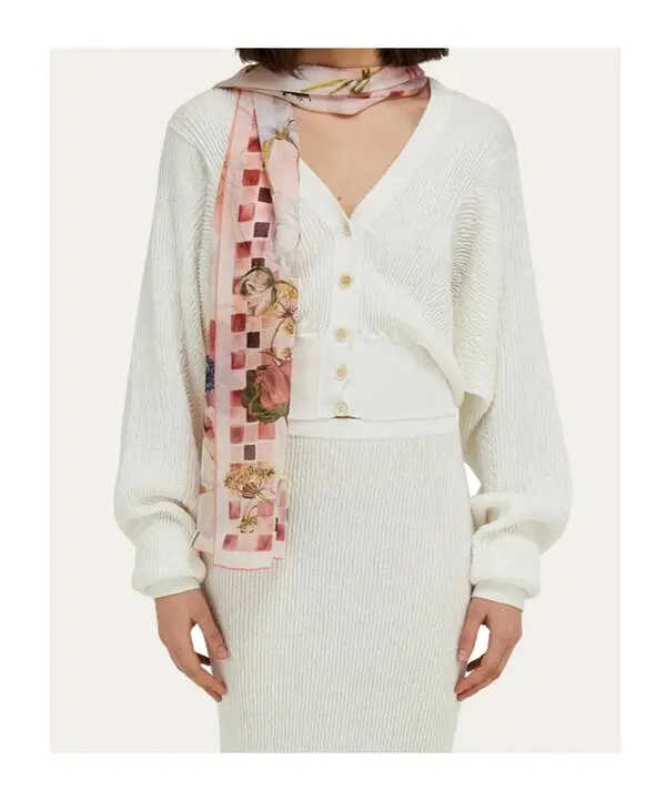 FERRAGAMO Fiori Print Silk Scarf