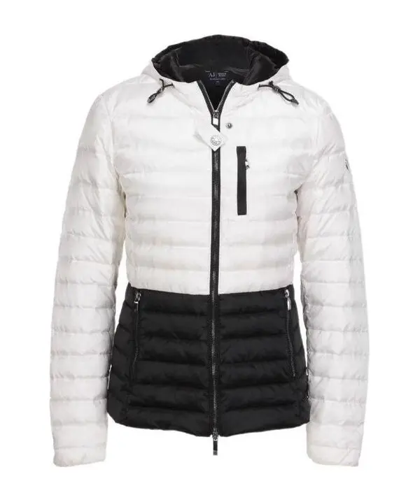 Emporio Armani Color-blocked Quilted Down Jacket With Hood