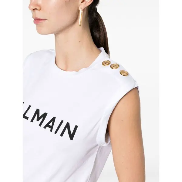 Balmain Logo Print Sleeveless T-shirt