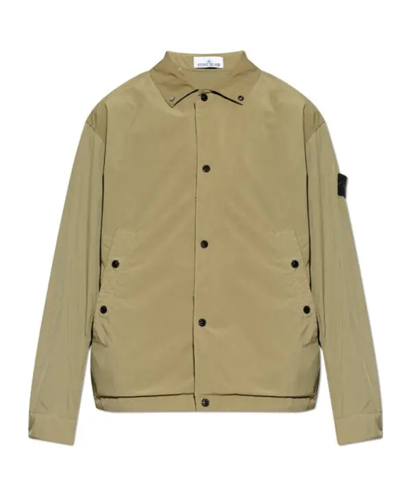 Stone Island Logo Patch Buttoned Jacket - Green