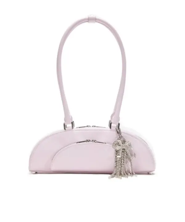 SELF-PORTRAIT Leather Curved Shoulder Bag With Bow Ornament