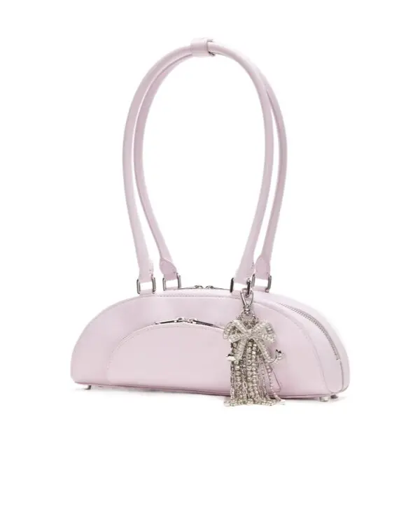 SELF-PORTRAIT Leather Curved Shoulder Bag With Bow Ornament