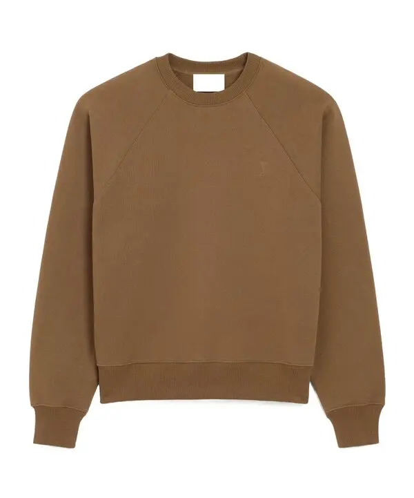 AMI Paris De Coeur Crewneck Sweatshirt - Hazelnut