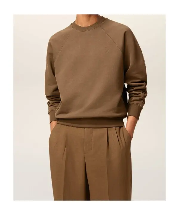 AMI Paris De Coeur Crewneck Sweatshirt - Hazelnut