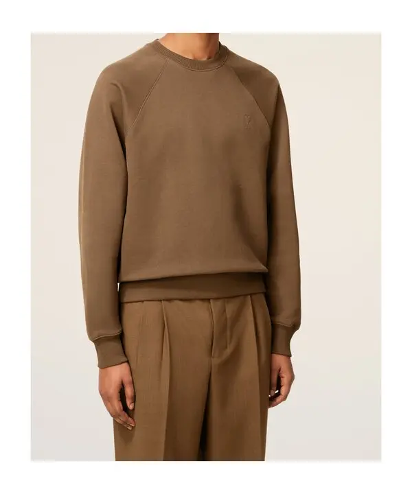 AMI Paris De Coeur Crewneck Sweatshirt - Hazelnut