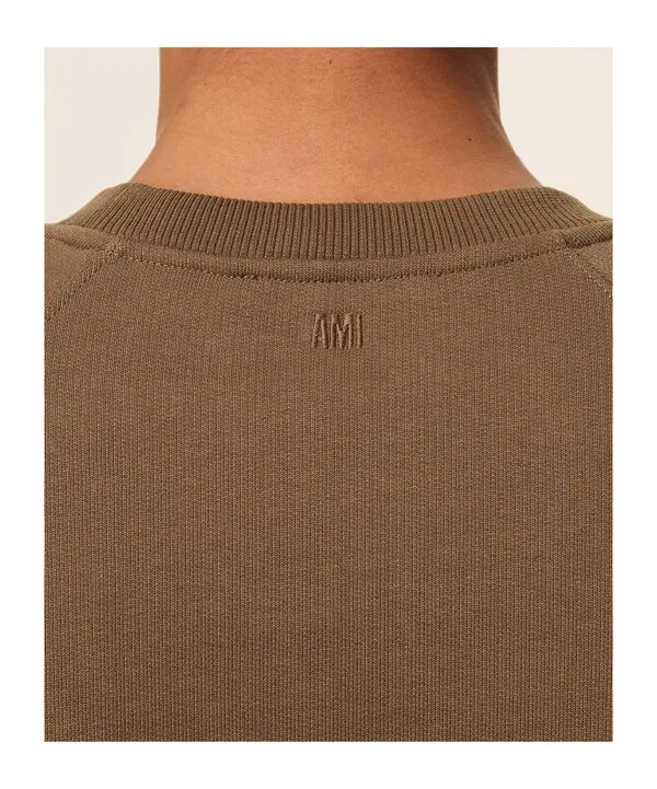 AMI Paris De Coeur Crewneck Sweatshirt - Hazelnut