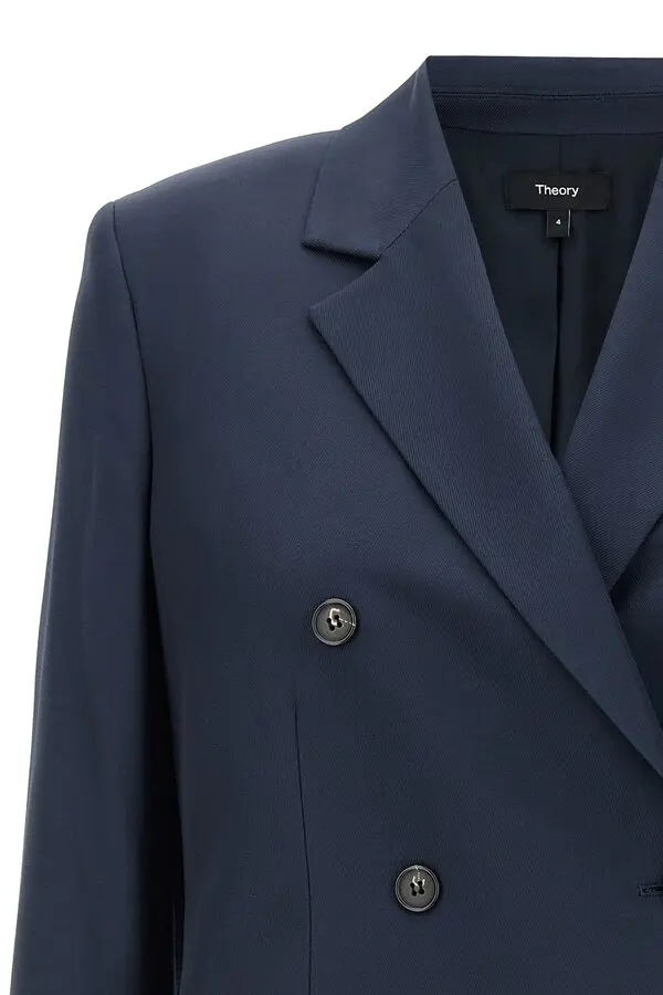 Theory Double-breasted Straight Hem Blazer - Black