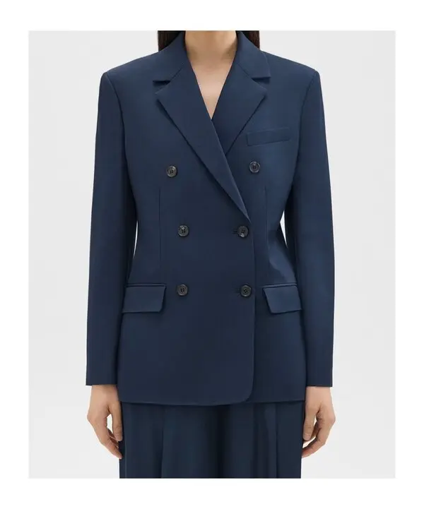 Theory Double-breasted Straight Hem Blazer - Black