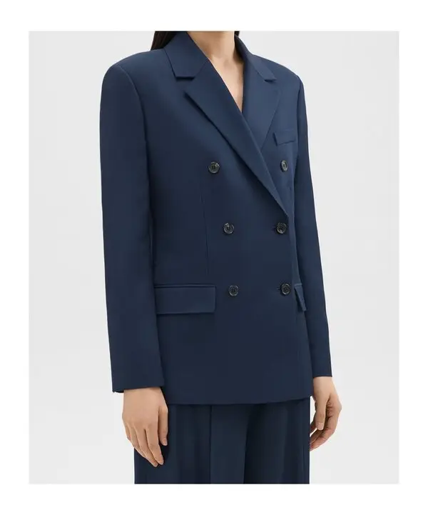 Theory Double-breasted Straight Hem Blazer - Black
