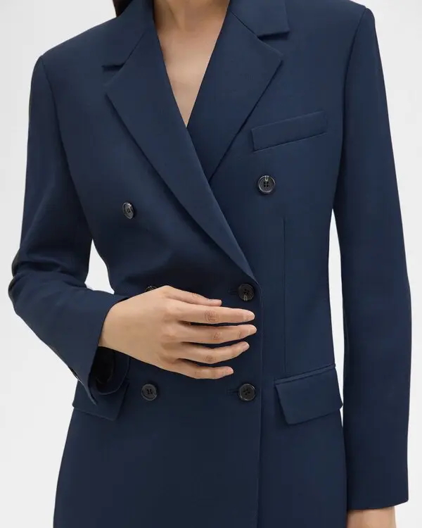 Theory Double-breasted Straight Hem Blazer - Black