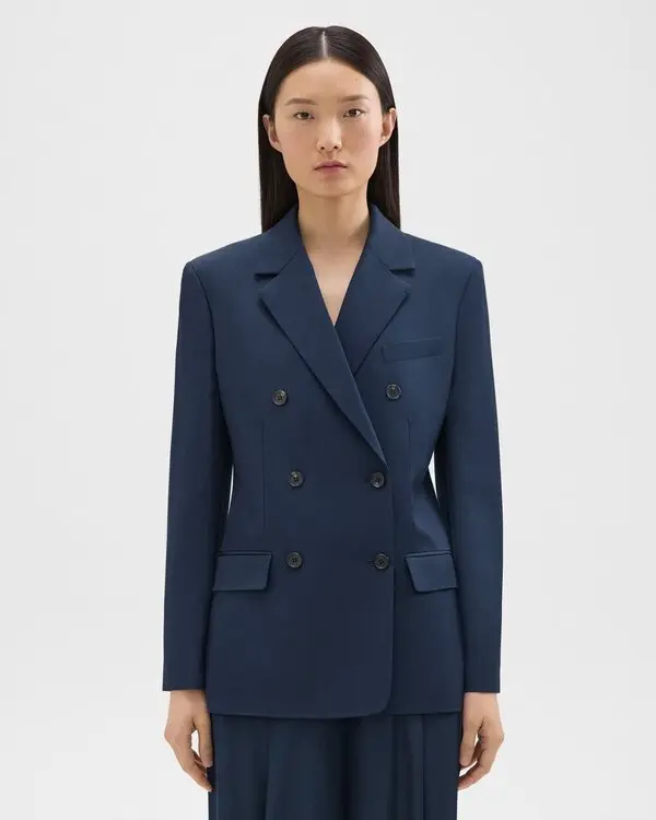Theory Double-breasted Straight Hem Blazer