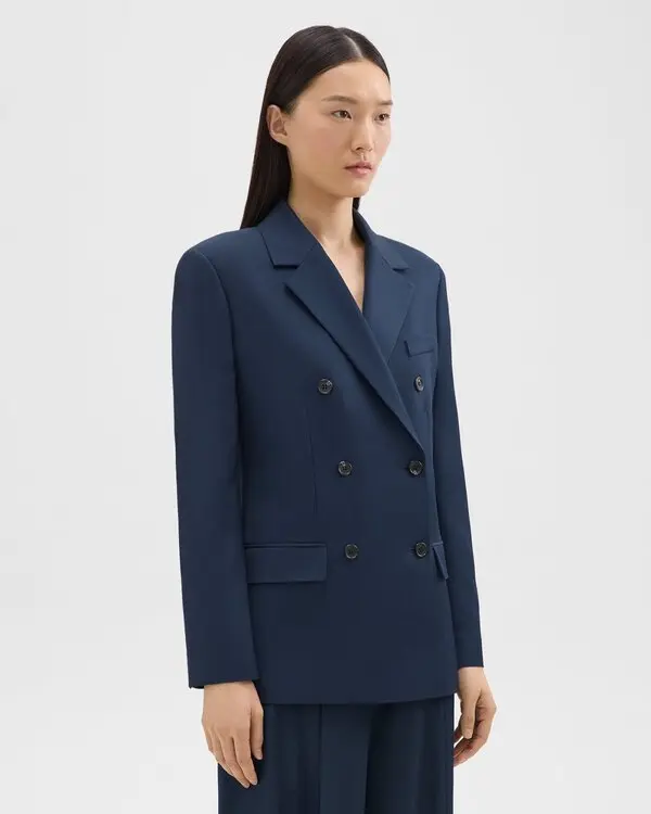 Theory Double-breasted Straight Hem Blazer