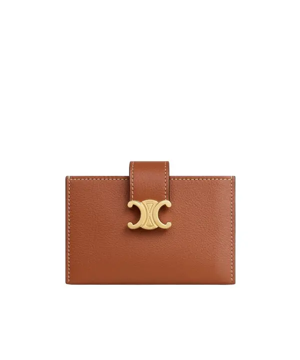 Celine Accordeon Card Holder Nino In Supple Grained Calfskin - Tan