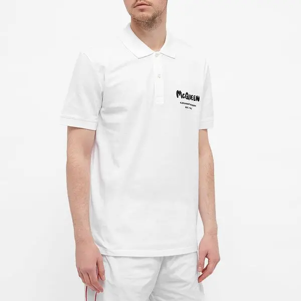 Alexander McQueen Graffiti Logo Printed Polo Shirt