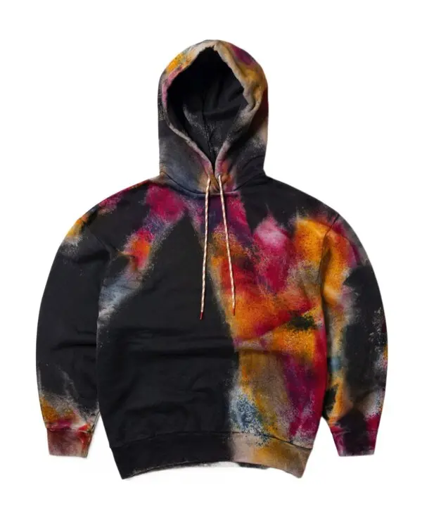 Aries Spray-paint Drawstring Hoodie With Rhinestone Embellishment