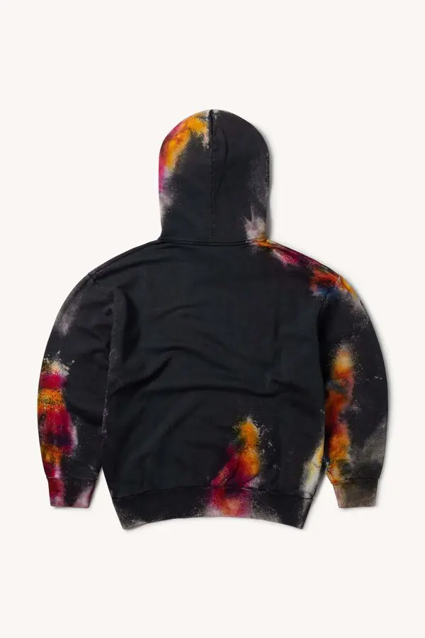 Aries Spray-paint Drawstring Hoodie With Rhinestone Embellishment