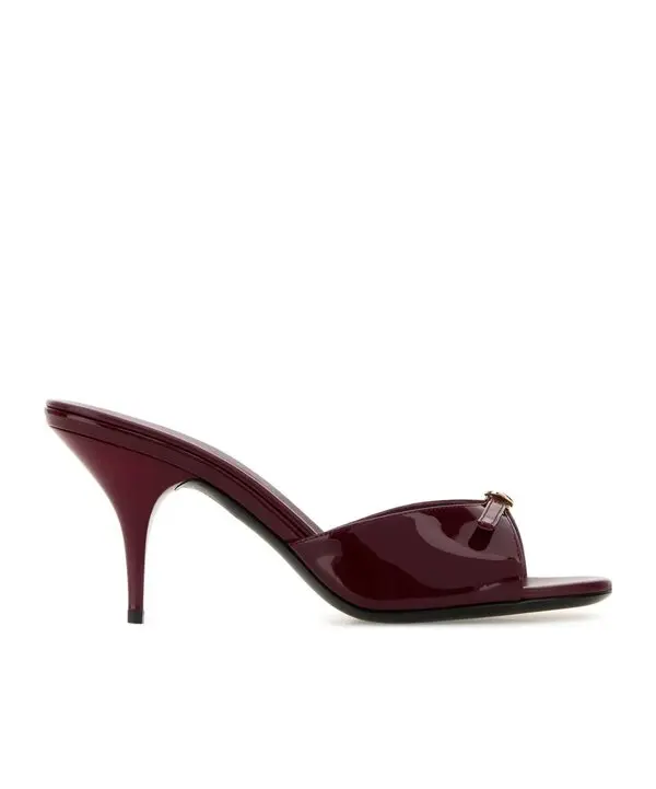 Miu Miu Logo Detailed Slip-on Mules - Burgundy