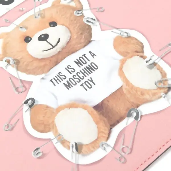 Moschino Teddy Bear Pin Pattern Large Clutch - Gray