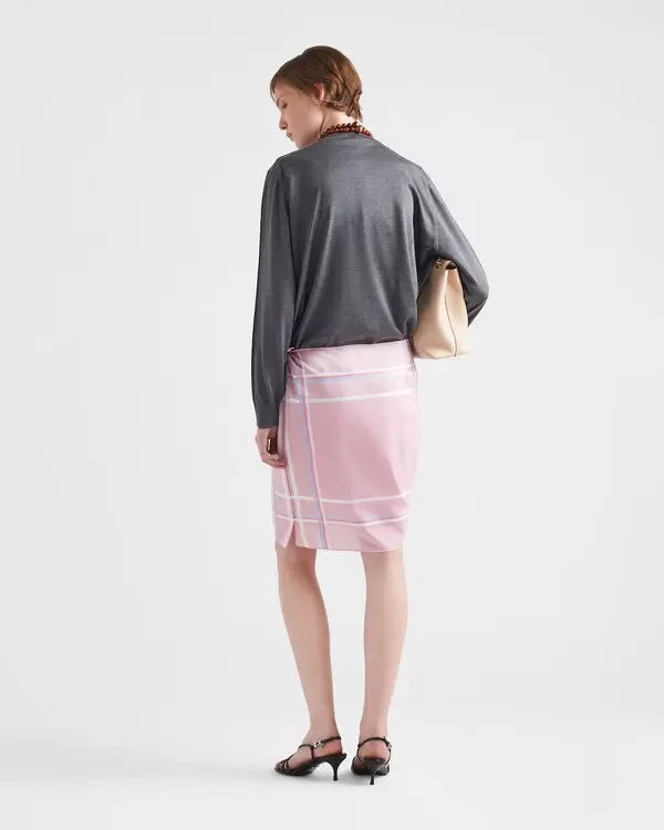 Prada Checked Straight Hem Mini Skirt - Pink