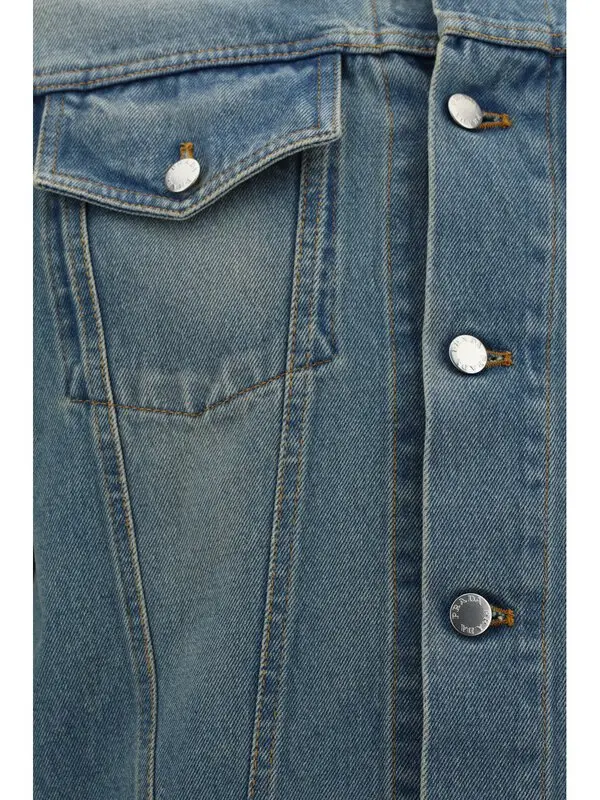 Prada Enamelled Tag Detailed Denim Jacket