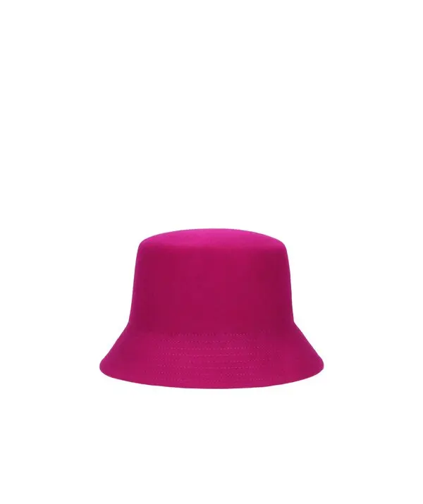 Borsalino Knitted Bucket Hat With Logo Plaque - Purple-red
