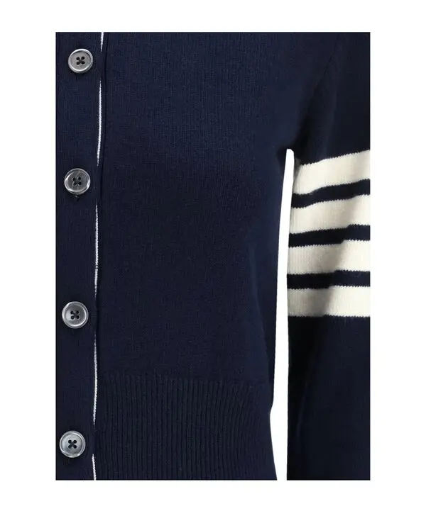 Thom Browne 4-bar Knitted Cardigan With Dog Embroidery