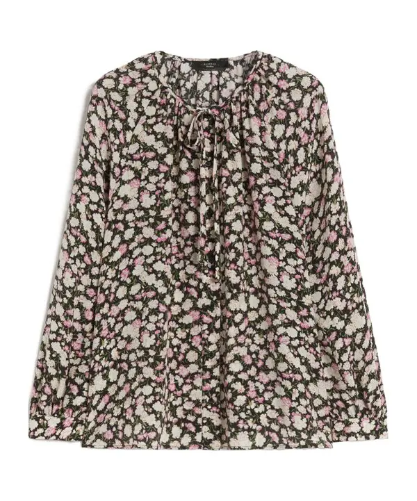 Max Mara Printed Silk Shirt With Bow Detail - Multicolor