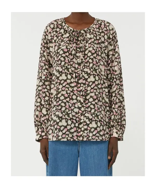 Max Mara Printed Silk Shirt With Bow Detail
