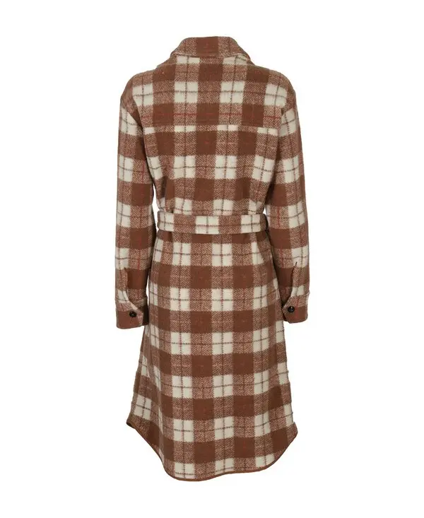 Woolrich Gentry Belted Checked Coat - Brown