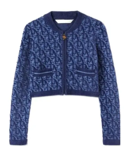 Palm Angels Monogram Jacquard Zip-up Cardigan
