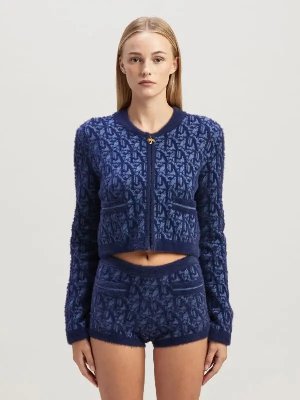 Palm Angels Monogram Jacquard Zip-up Cardigan