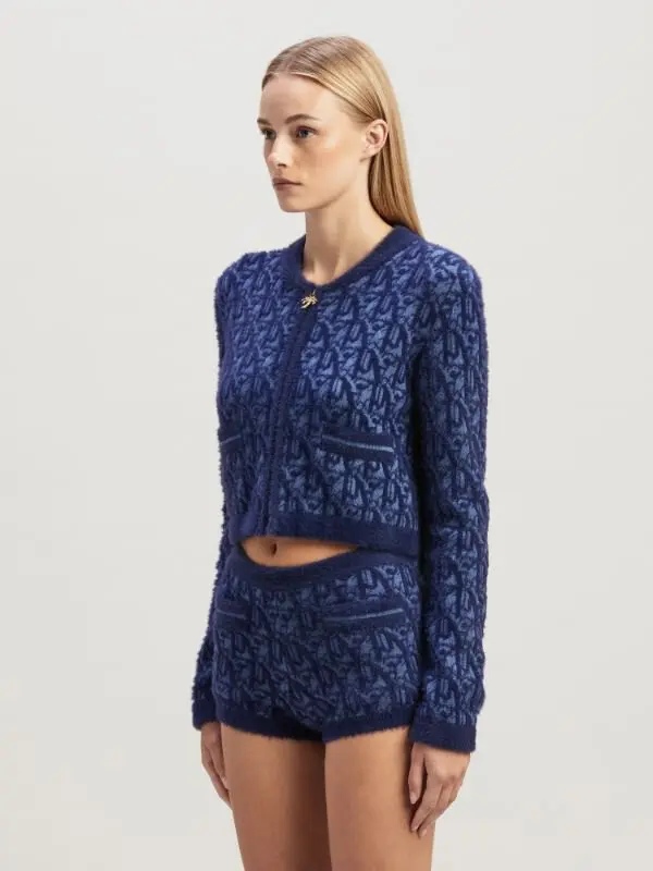 Palm Angels Monogram Jacquard Zip-up Cardigan