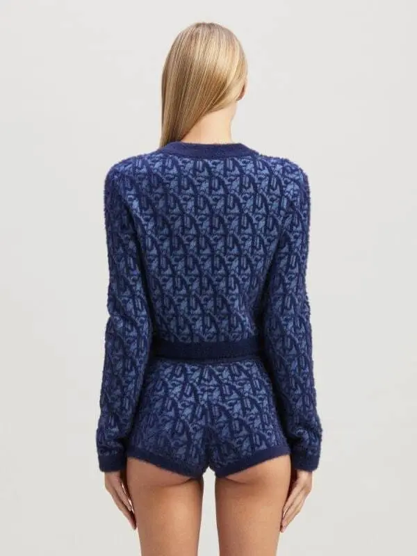 Palm Angels Monogram Jacquard Zip-up Cardigan