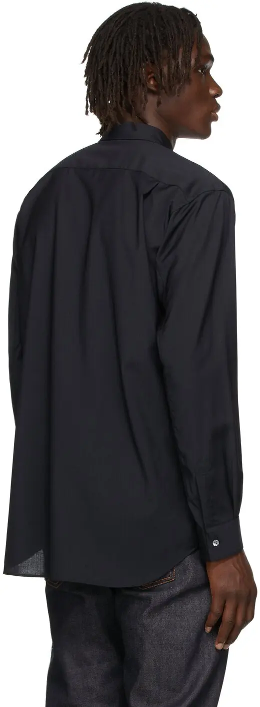 Comme Des Garçons Navy Blue Logo Shirt - Black