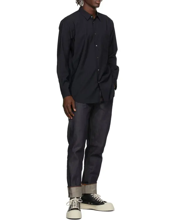 Comme Des Garçons Navy Blue Logo Shirt - Black