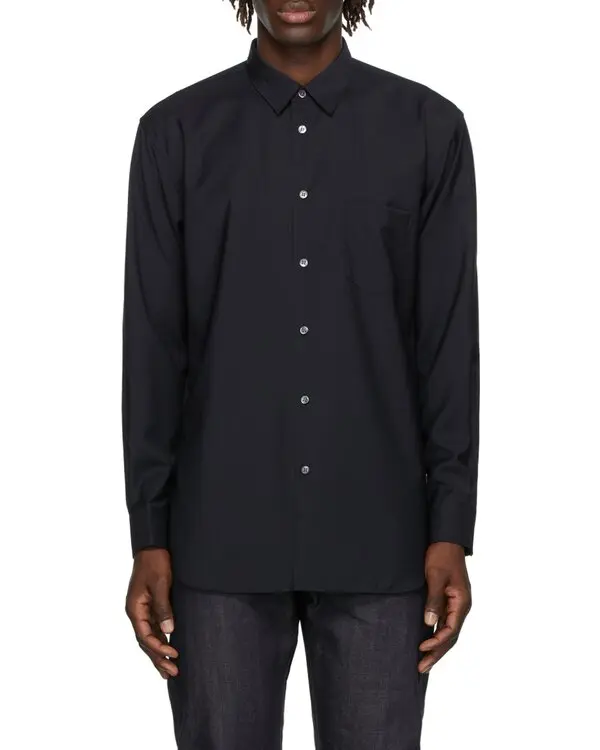 Comme Des Garçons Navy Blue Logo Shirt - Black