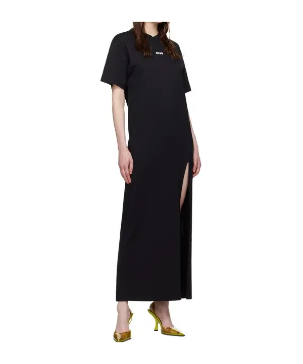 MSGM Logo Print Cotton Maxi Dress