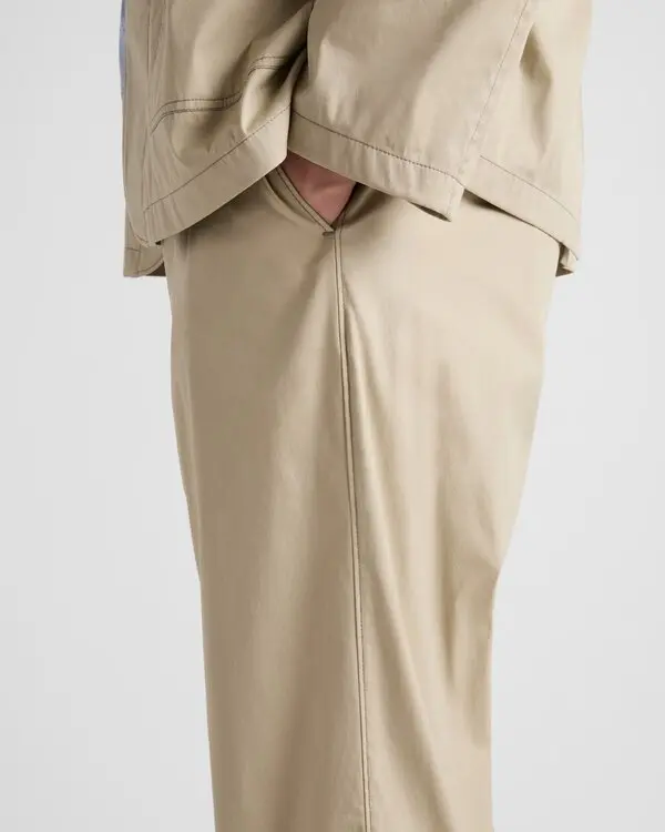 Prada Stretch Poplin Wide Leg Pants - Rope Ash