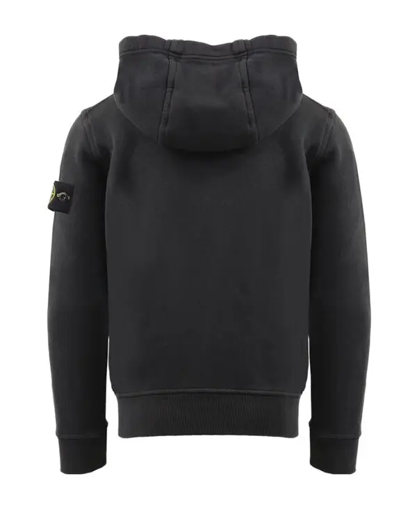 Stone Island Hooded Zip-up Sweater - Black